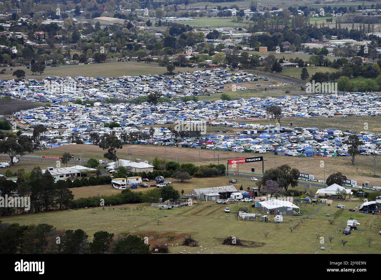 A general view of one of the many camping areas during the 2019 ...