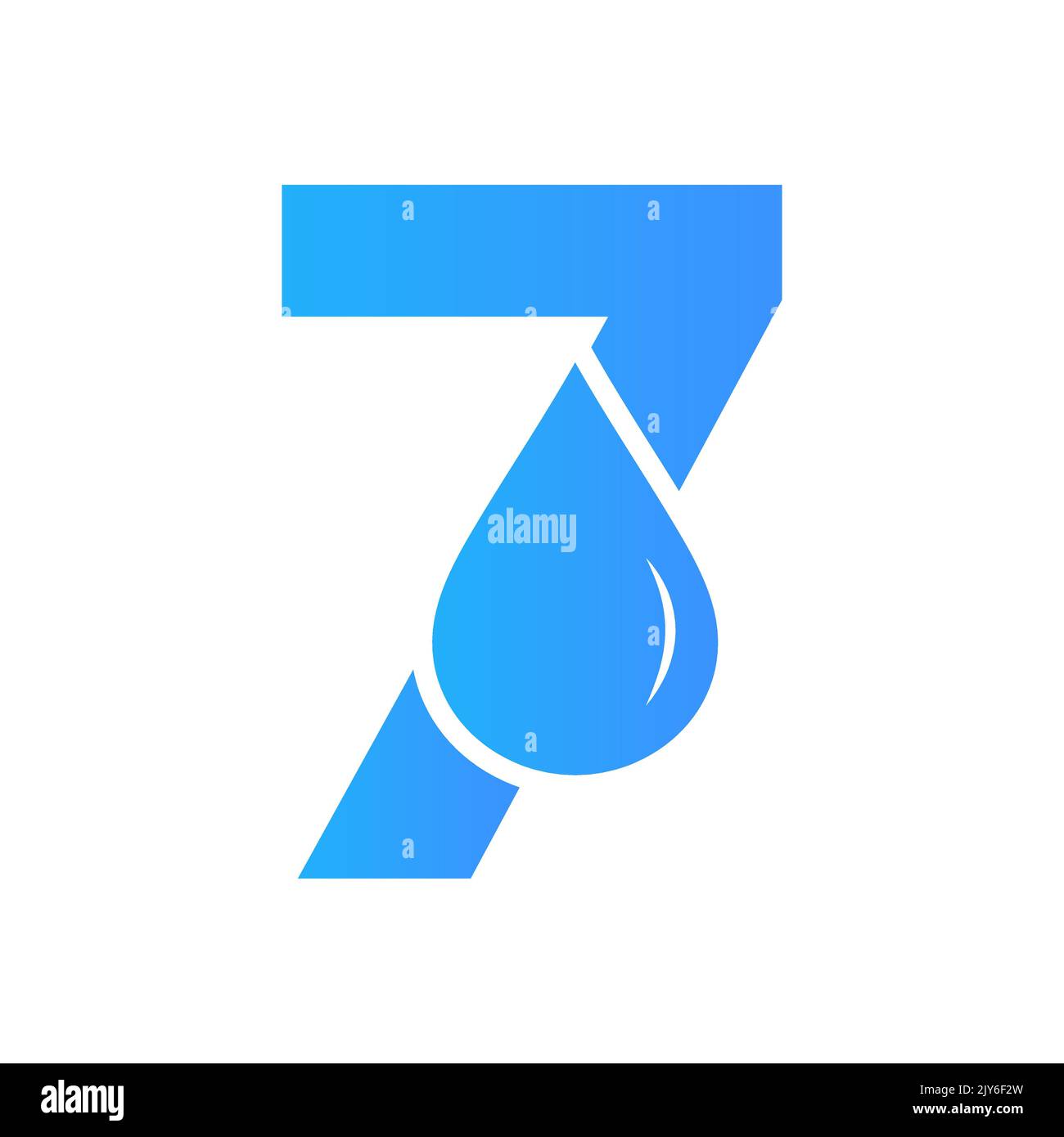 Letter 7 Water Logo Element Vector Template. Water Drop Logo Symbol ...