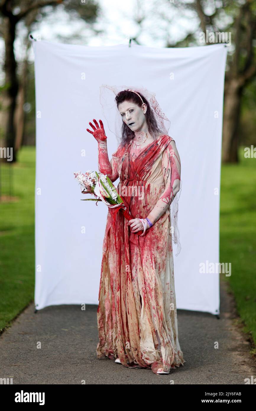 Judi Hunt poses for a portrait as part of the 2019 Adelaide Zombie Walk ...