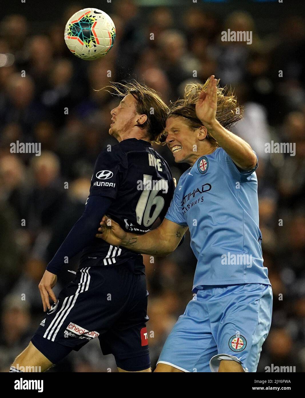 Joshua Hope of Melbourne Victory and Harrison Delbridge of Melbourne ...
