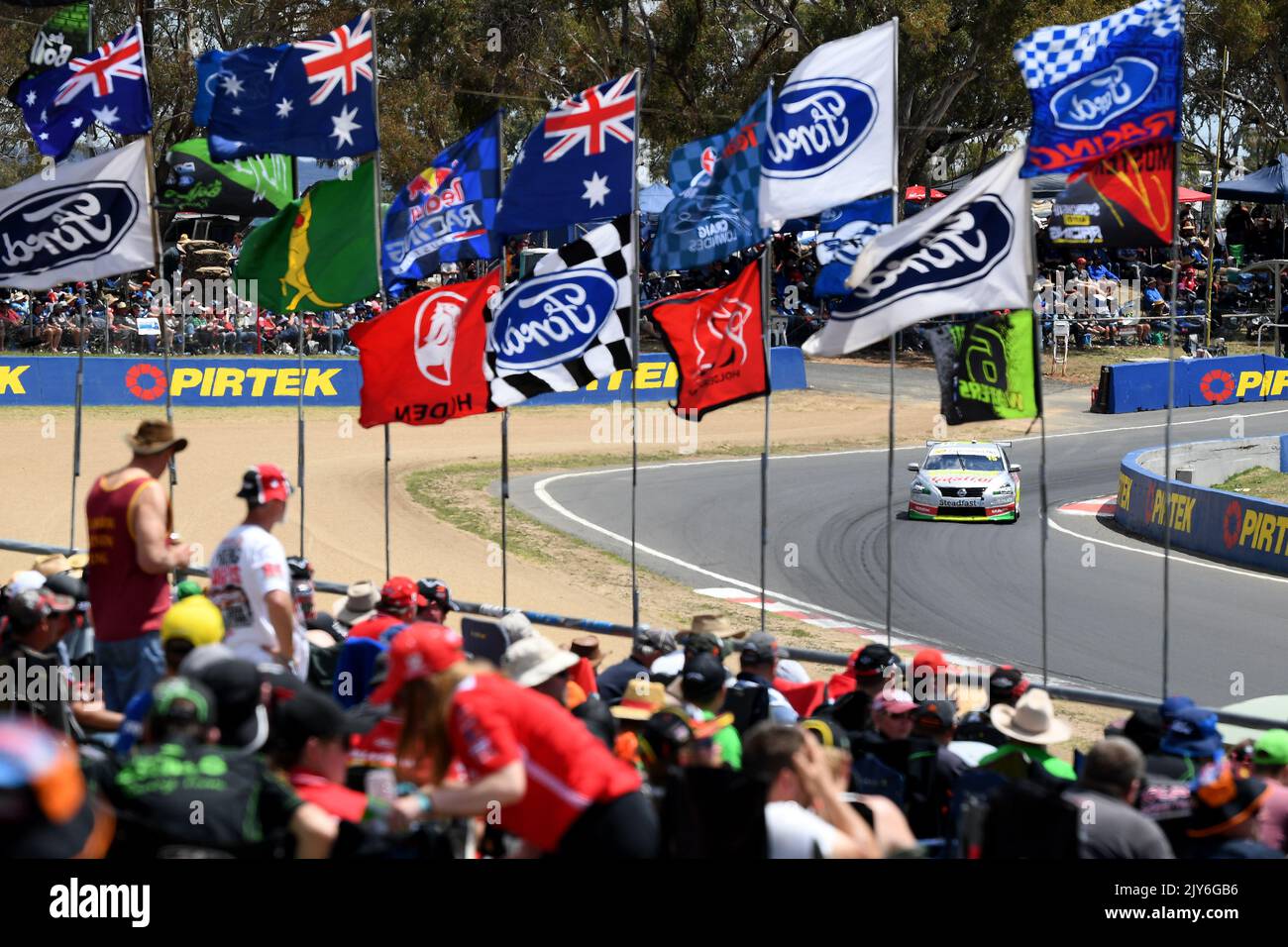 Spectators watch on from McPhillamy Park during the 2019 Bathurst 1000 ...