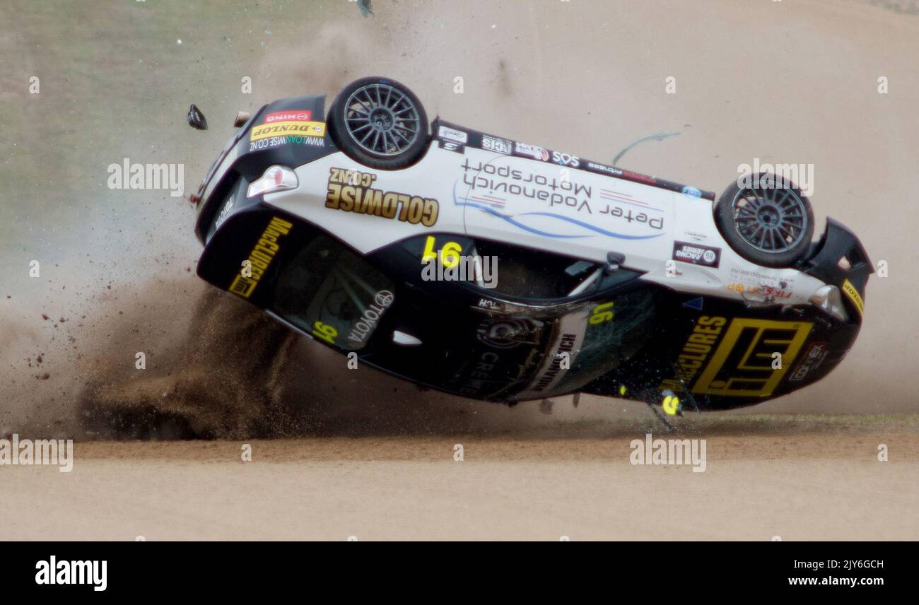 Peter Vodanovich in the Peter Vodanovich Motorsport Toyota crashes ...