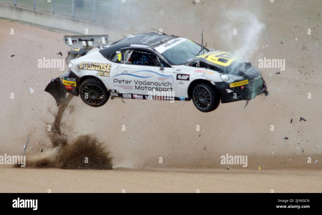 Peter Vodanovich in the Peter Vodanovich Motorsport Toyota crashes ...