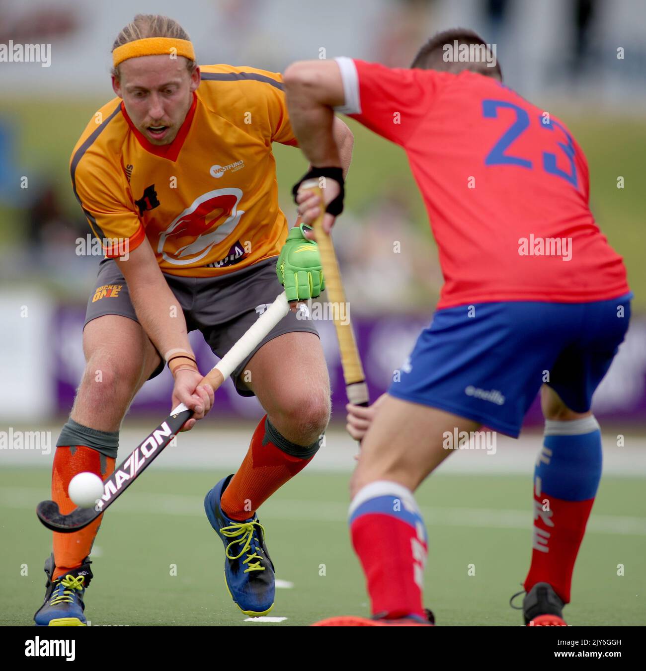 Corey Weyer of the Blaze during the men's round 3 Hockey One field ...