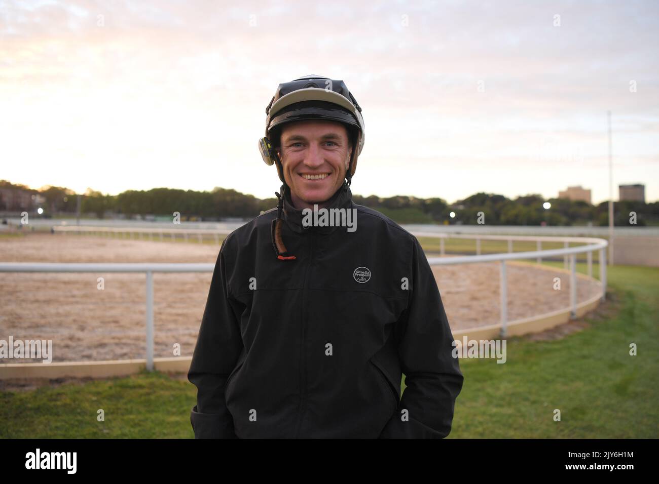 Jockey Joshua Parr is seen during trackwork at Royal Randwick ...