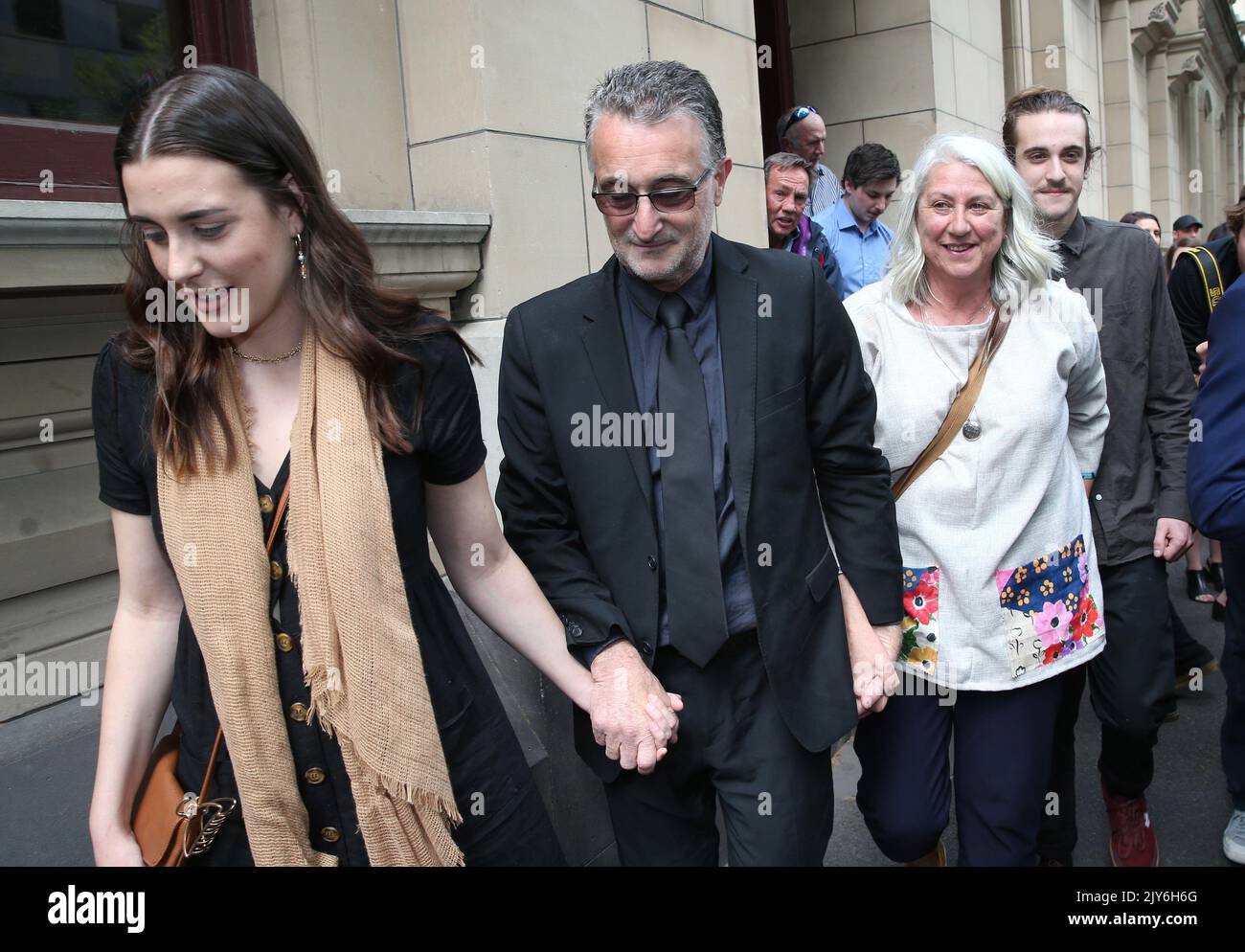 Ballarat bus driver Jack Aston (2nd from Left) leaves with his family ...