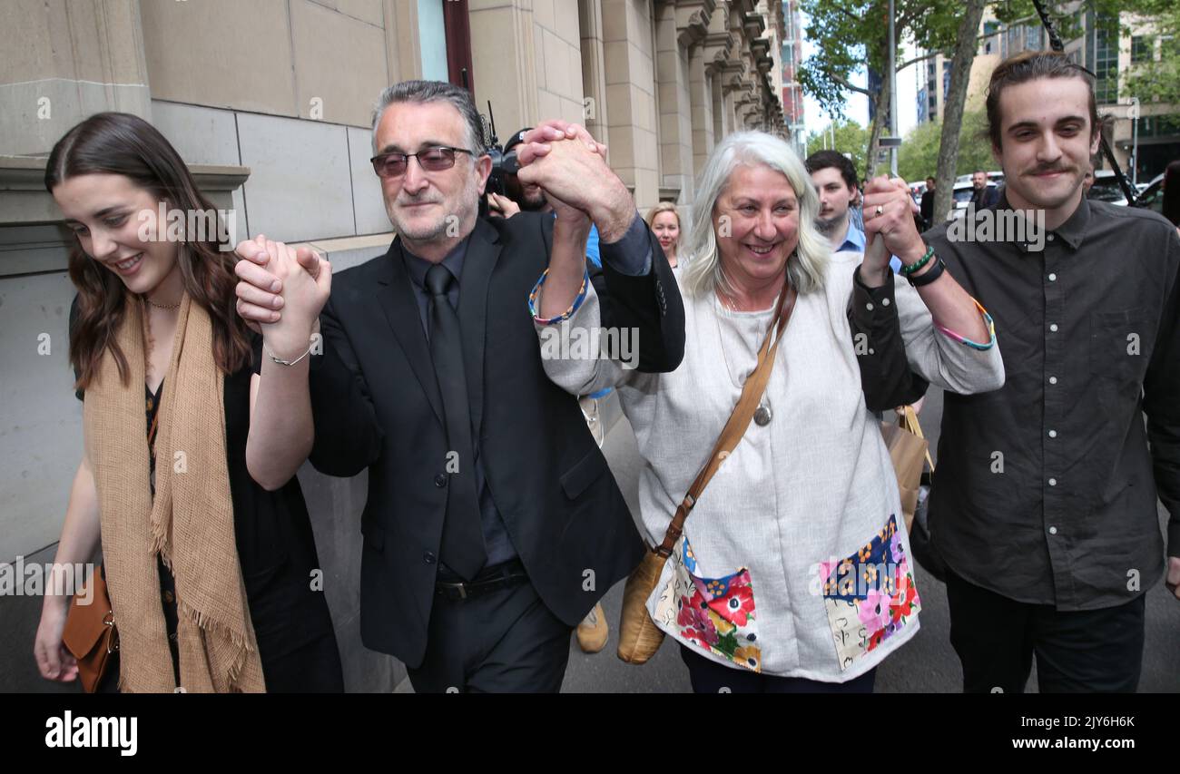 Ballarat bus driver Jack Aston (2nd from Left) leaves with his family ...