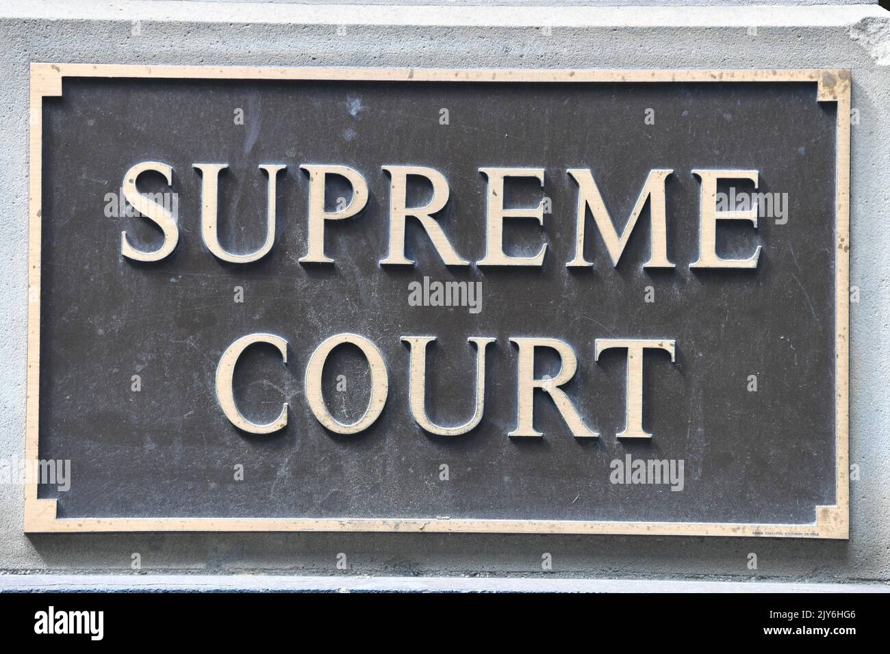General view of signage for the Supreme Court of Victoria, Melbourne ...