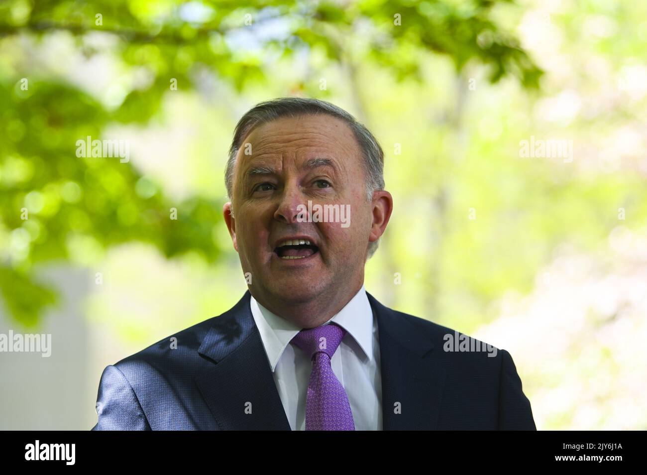 Australian Opposition Leader Anthony Albanese speaks to the media ...