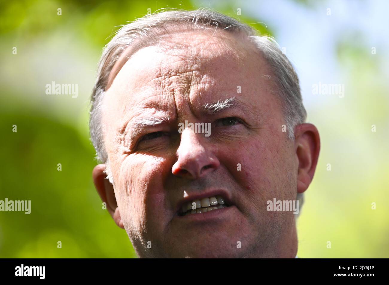 Australian Opposition Leader Anthony Albanese speaks to the media ...