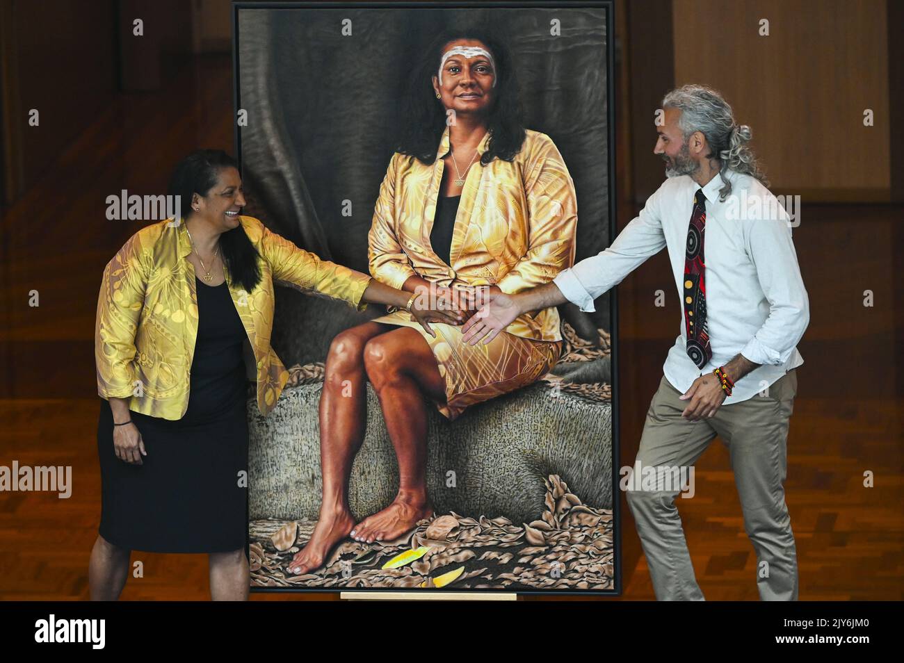 Former Labor senator Nova Peris (left) poses for a photograph next to ...