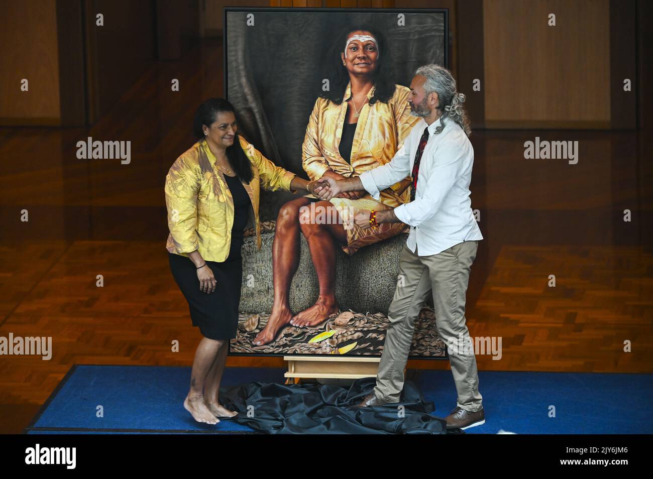 Former Labor senator Nova Peris (left) poses for a photograph next to ...