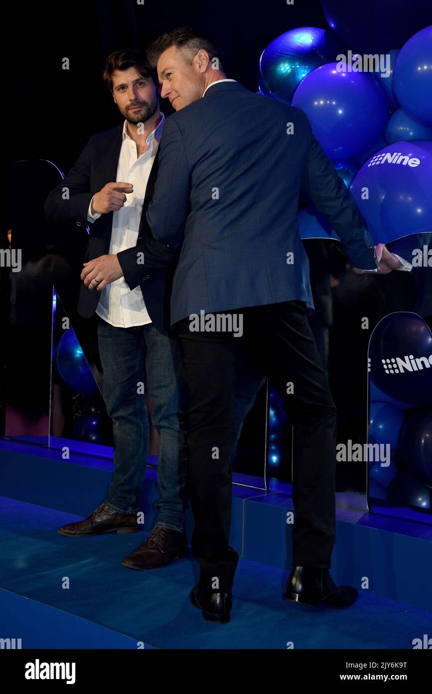 (L-R) Australian actors Ryan Johnson and Rodger Corser are seen during ...