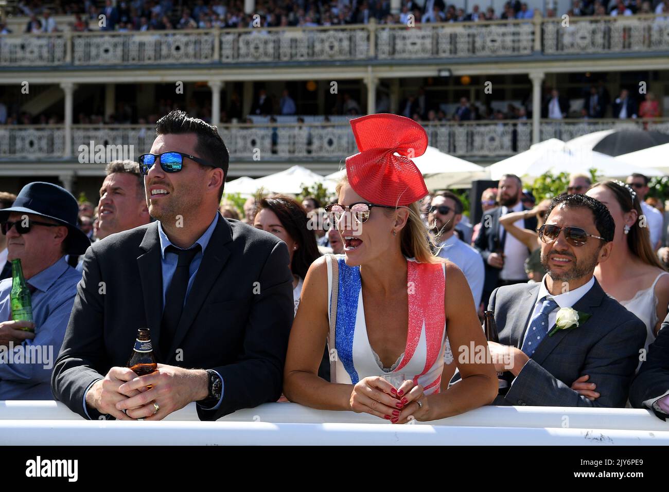 Racegoers watch on during The TAB Everest race day at Royal Randwick ...