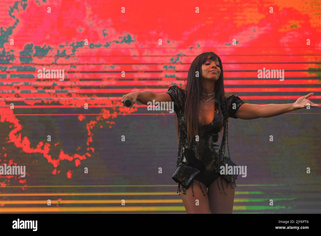 American singer Kelly Rowland performs during the Tab Everest race day ...