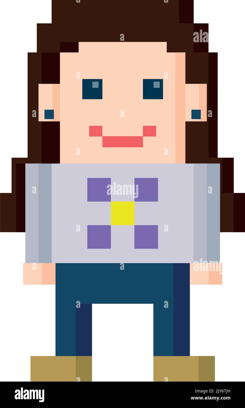 smile woman pixel 8 bit Stock Vector Image & Art - Alamy