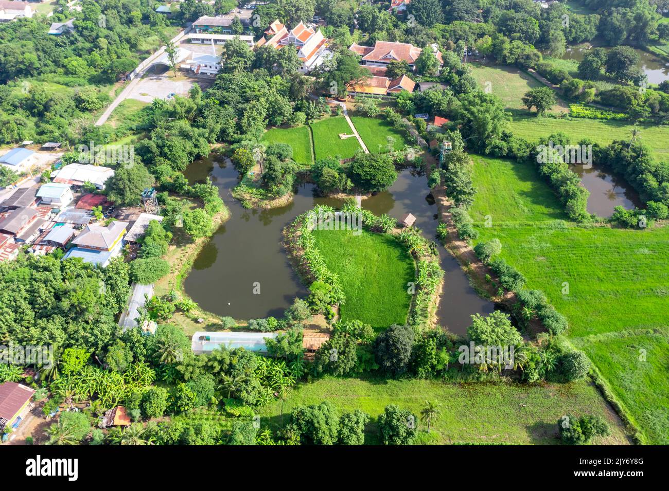 Drone view of Sufficiency Economy, Land full of agricultural activities ...