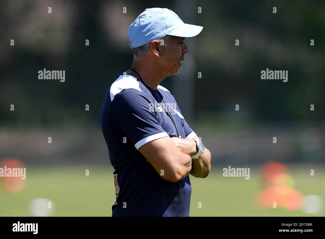 Sydney FC coach Steve Corica watches on during a training session at ...