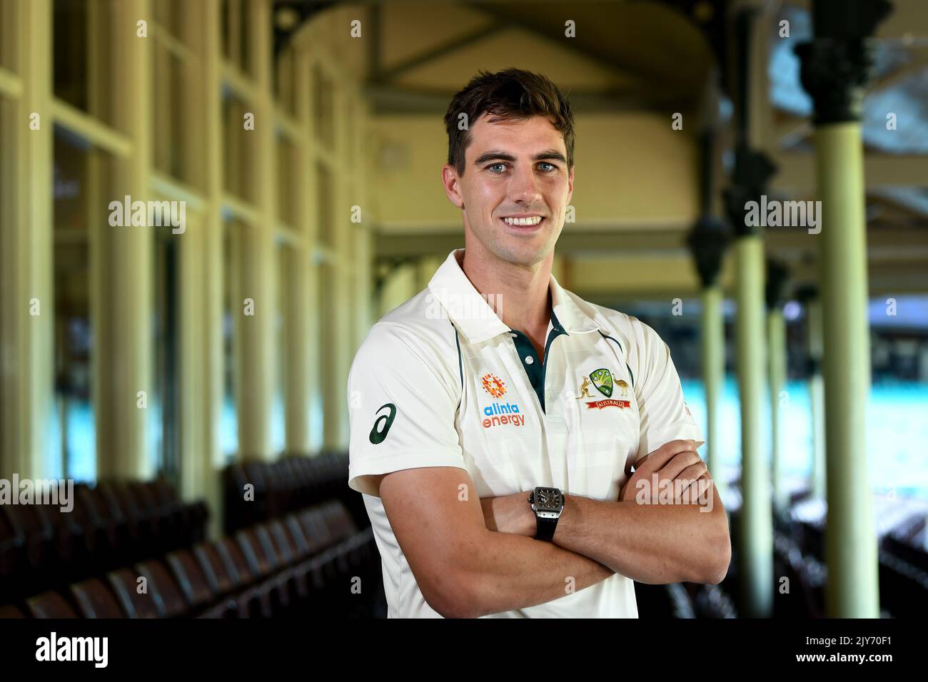 Australian cricketer Pat Cummins poses for a photograph at the Foxtel ...