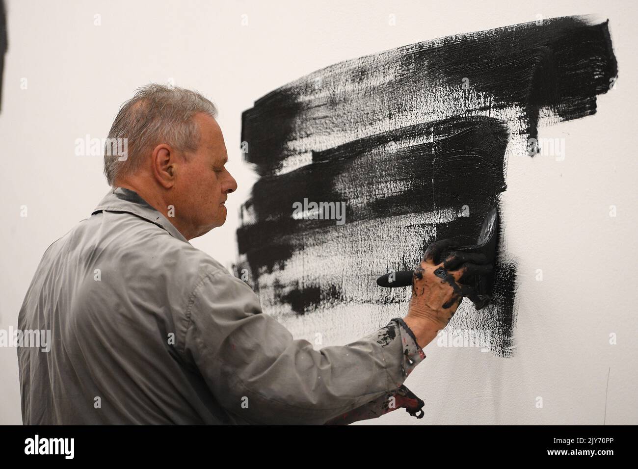 Australian artist Mike Parr performs Towards an Amazonian Black Square ...