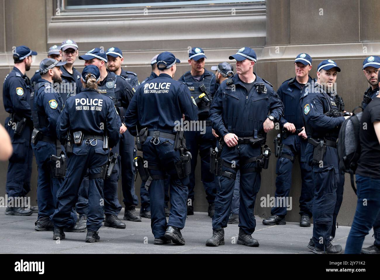 NSW Riot Police officers are seen at an Extinction Rebellion rally in ...