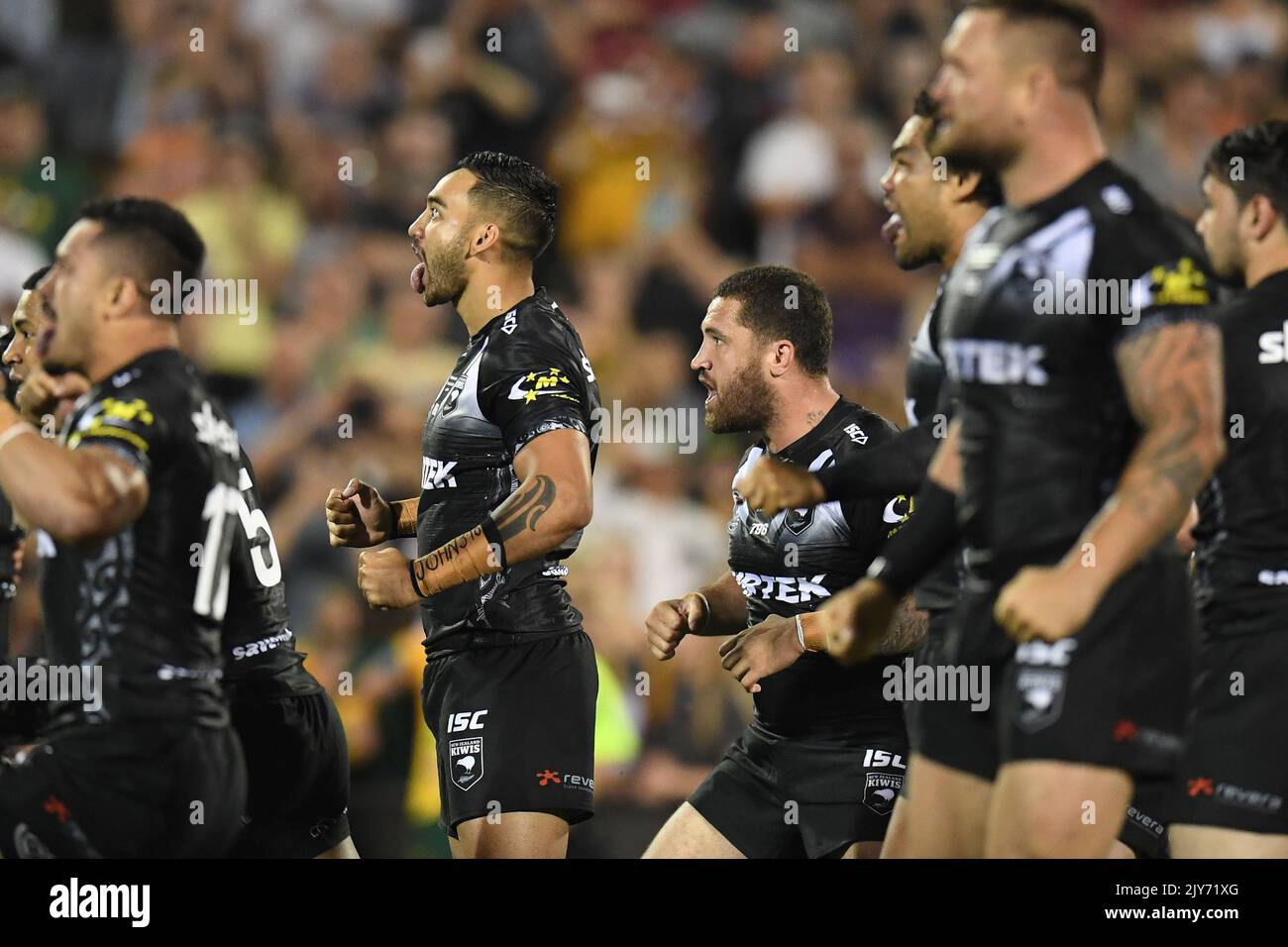 New Zealand perform the Haka during the Oceania Cup Test Match between ...