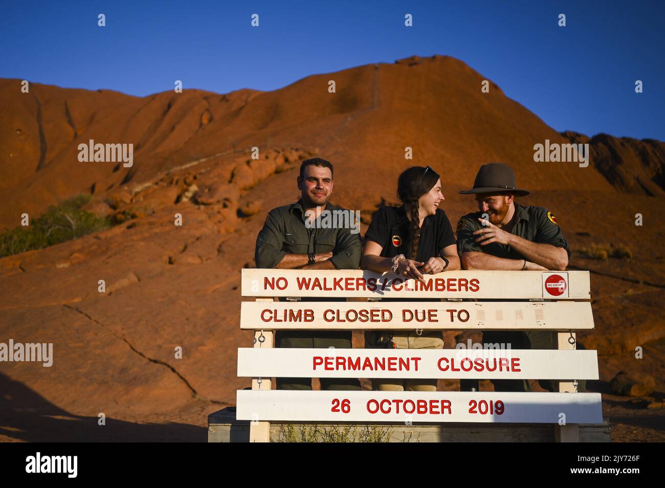 Uluru- Kata Tjuta rangers pose for photographs at the newly installed ...