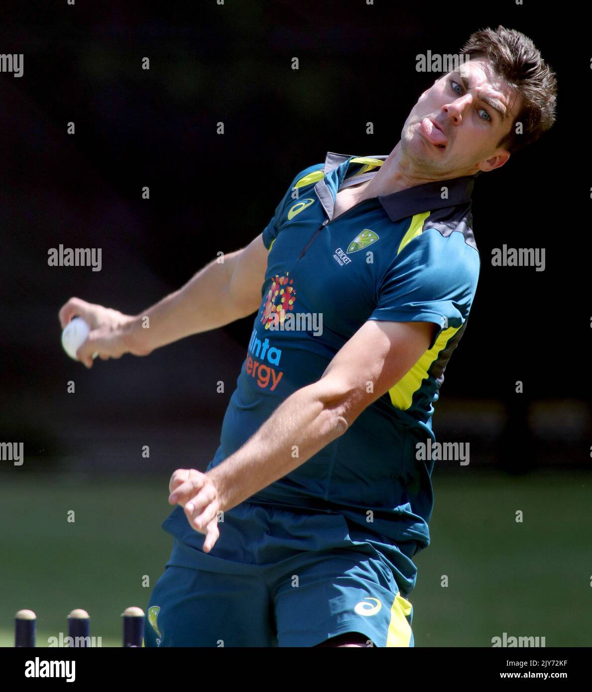 Pat Cummins is seen at the T20 Australian cricket team training at the ...