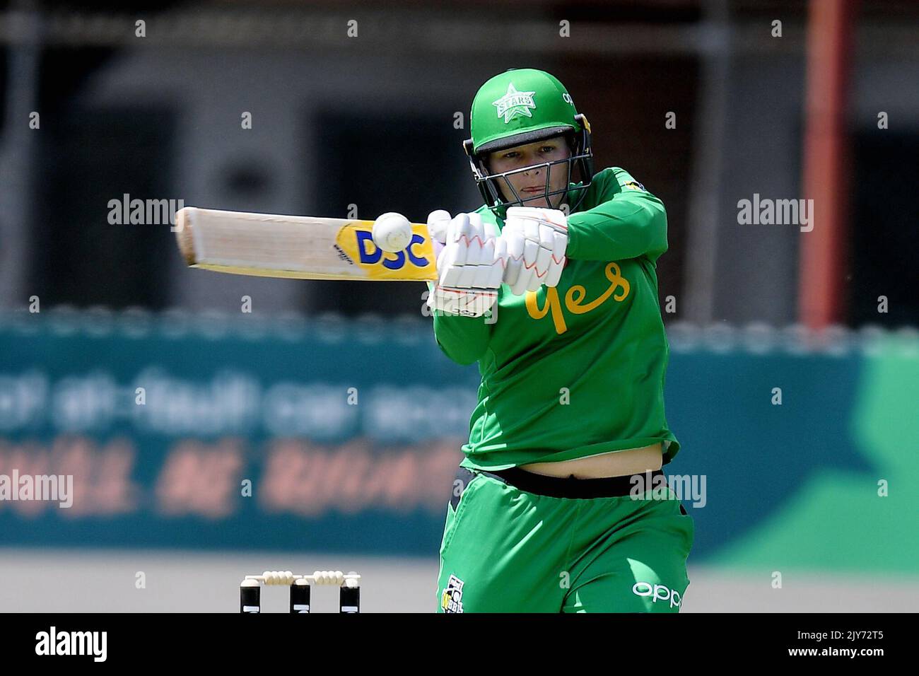 Lizelle Lee of the Stars plays a shot during the WBBL match between the ...