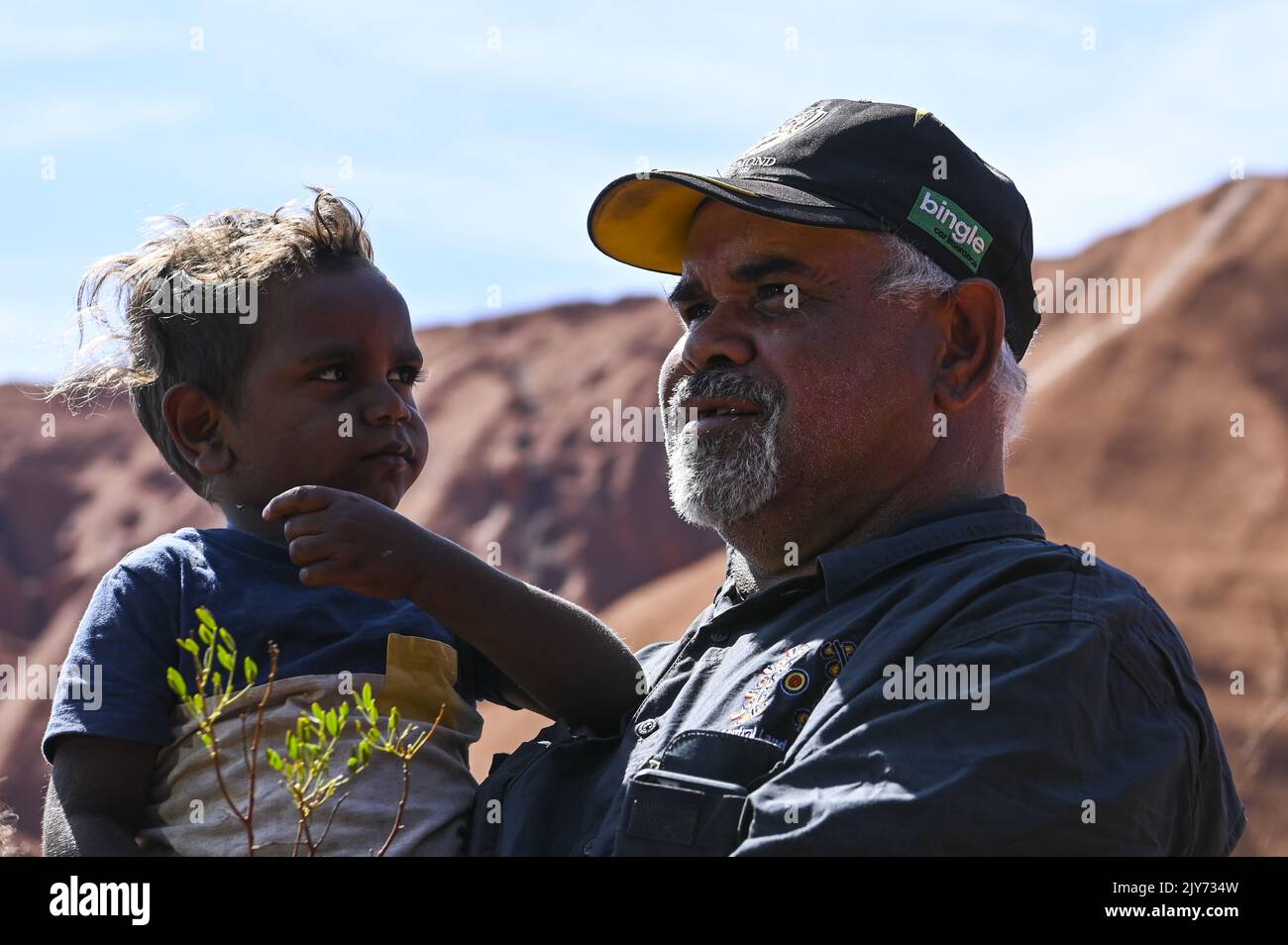 Sammy Wilson, chair of the Central Land Council and his grandson Jacob ...