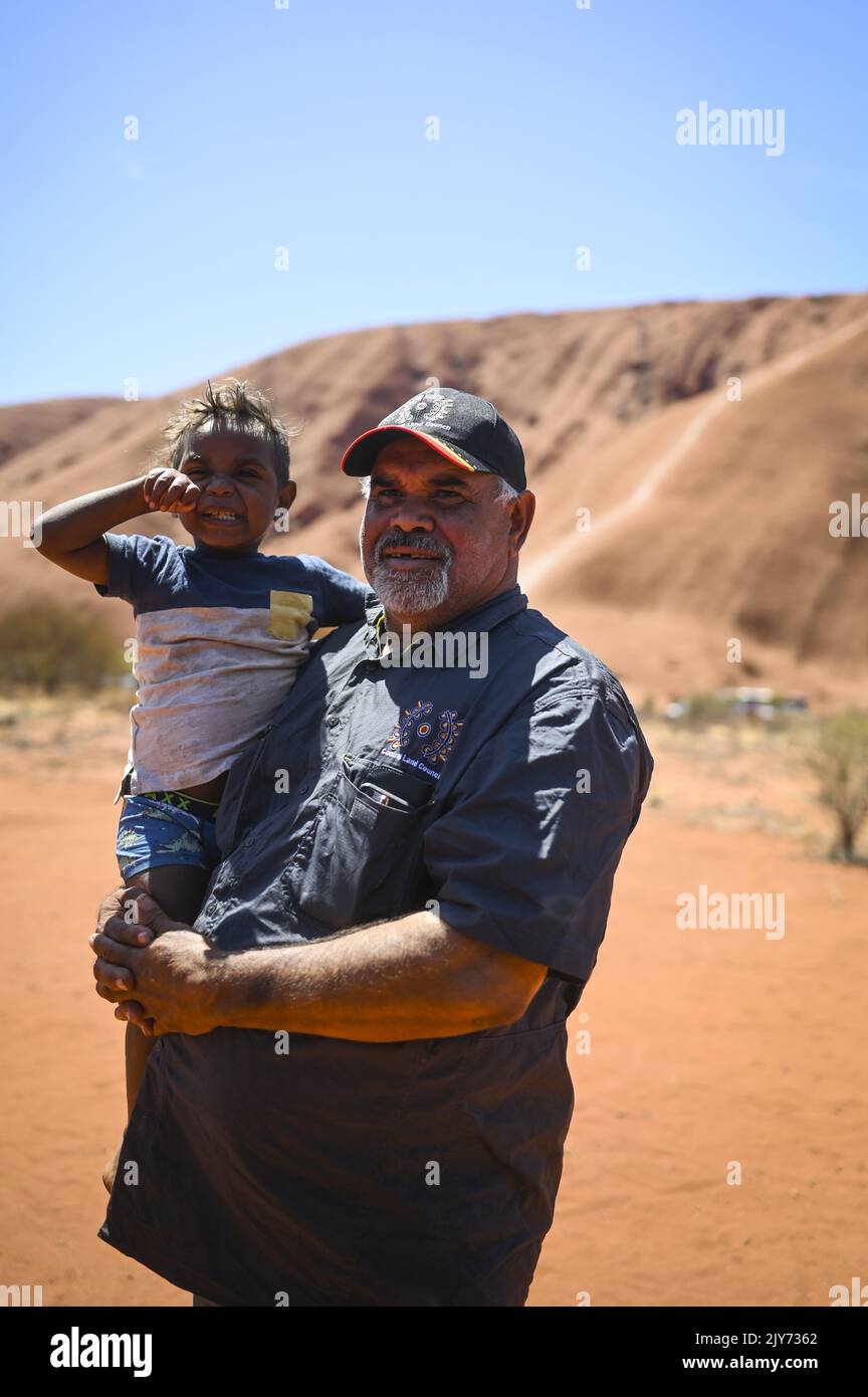Sammy Wilson, chair of the Central Land Council and his grandson Jacob ...