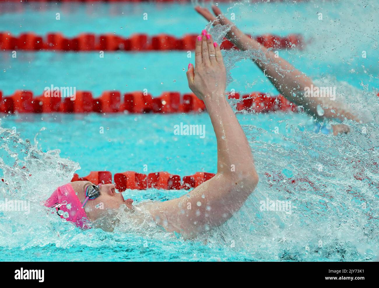 Hayley Baker is seen competing in the womenâ€™s 50m backstroke during ...