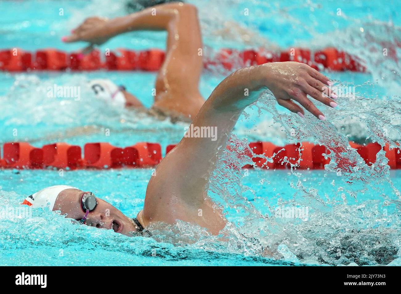 Elyse Woods is seen competing in the womenâ€™s 200m freestyle during the Australian Short Course ...