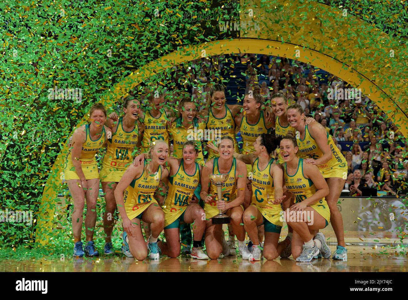 Australia celebrate winning Game Four of the Constellation Cup between ...