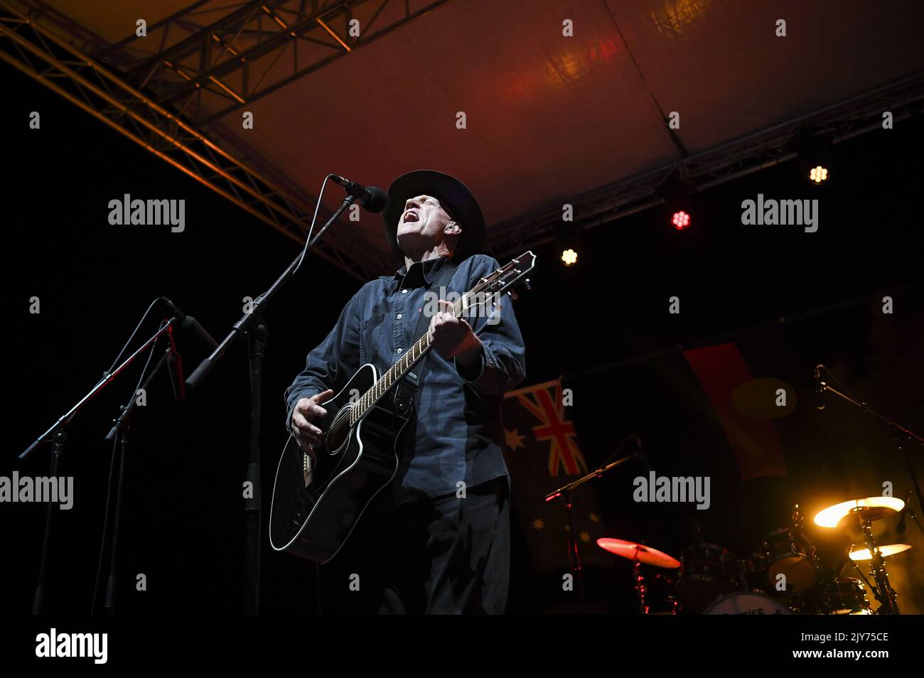Midnight Oil singer Peter Garrett performs during a concert at the ...