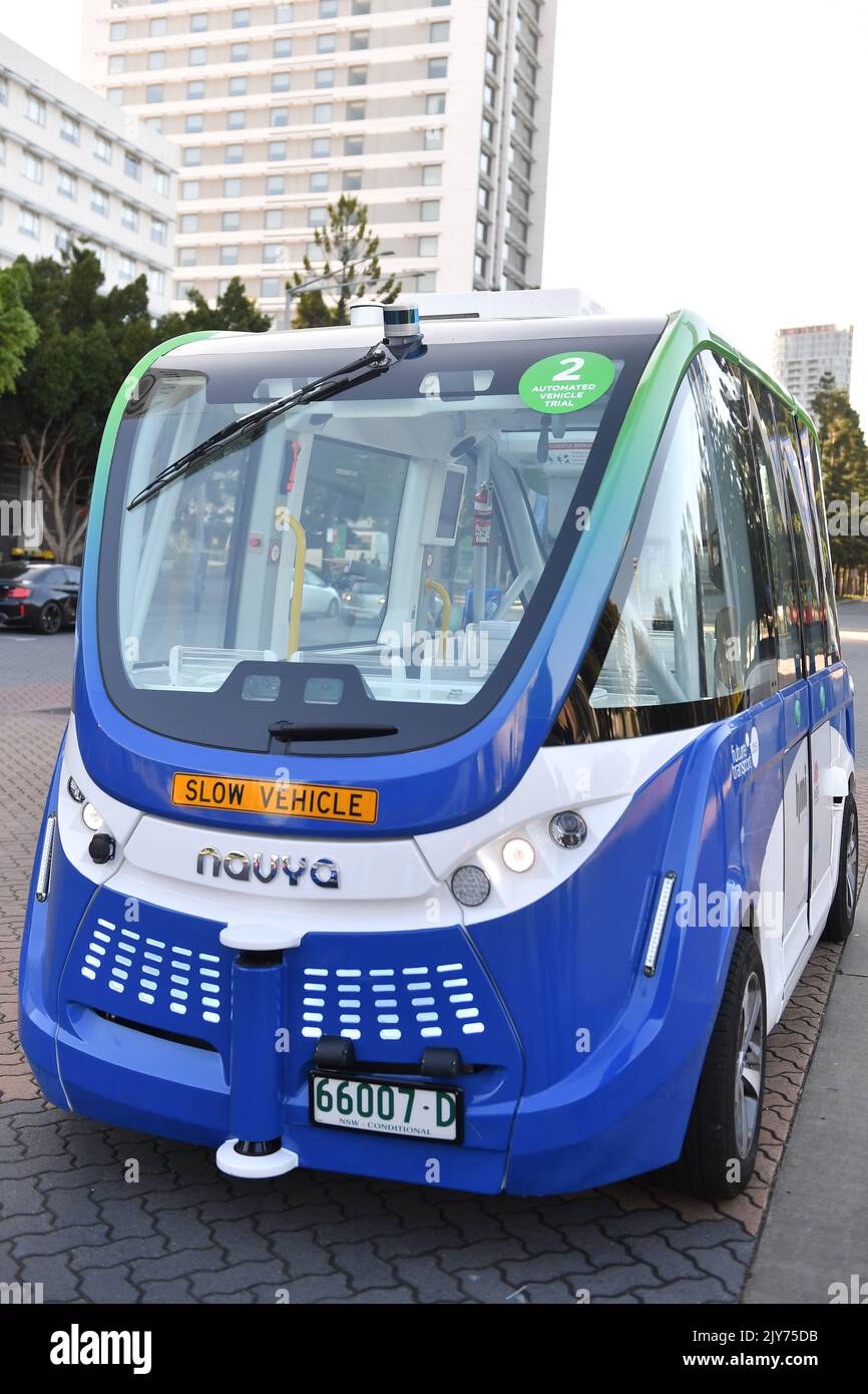 One of two of the new driverless buses being trialled at Sydney Olympic ...