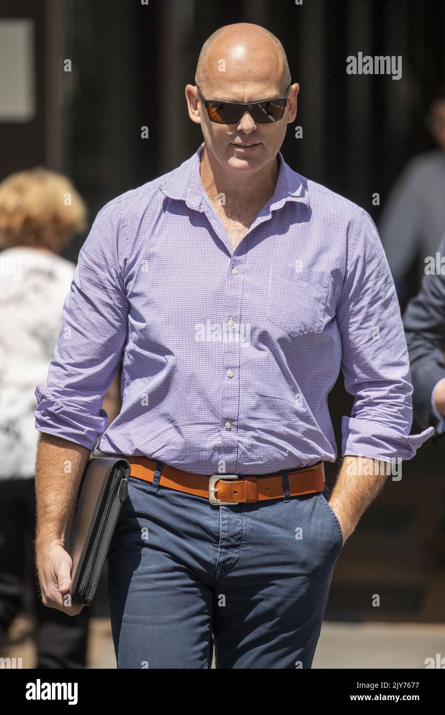 Ex-Mirvac director Matthew McAllum arrives at the Brisbane District ...