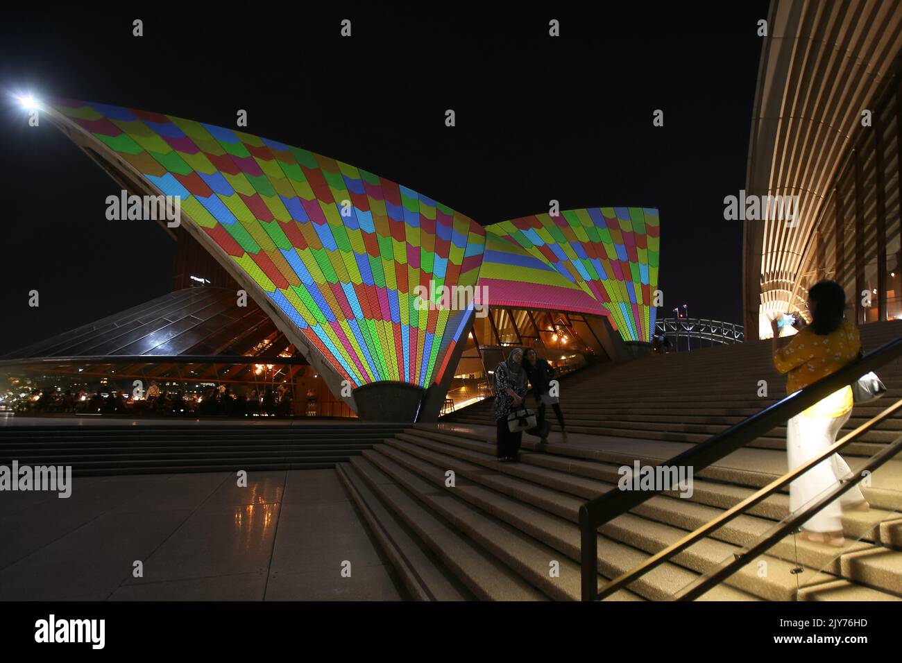 The eastern Bennelong sail of The Sydney Opera House is lit in the 17 ...