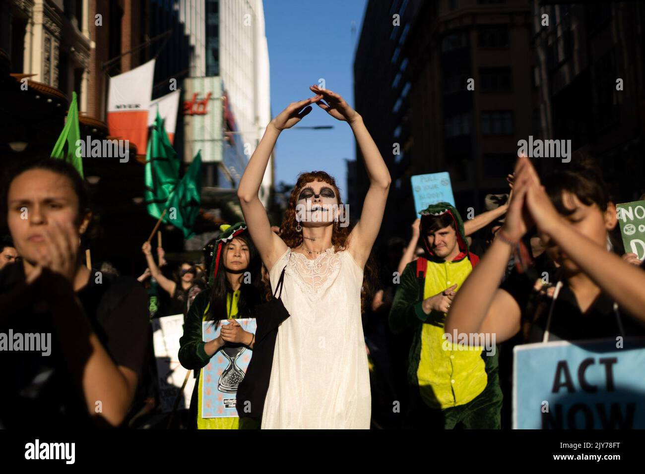 Protesters participate in a Halloween themed Extinction Rebellion rally ...