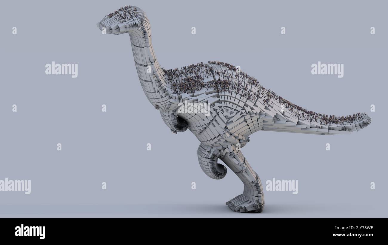 A 3D Illustration of a modeled architectural structure of a dinosaur ...