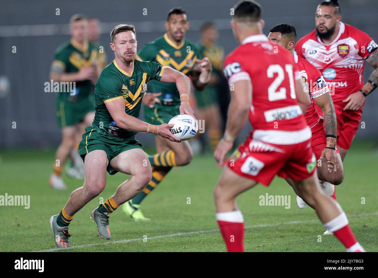 Damien Cook of Australia during the rugby league Oceania Cup test match ...
