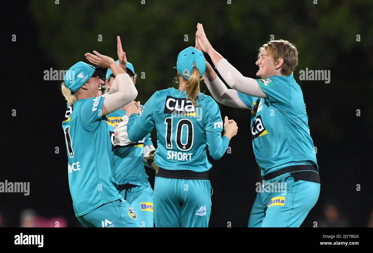 Sammy-Jo Johnson (right) of the Heat celebrates with team mates after ...