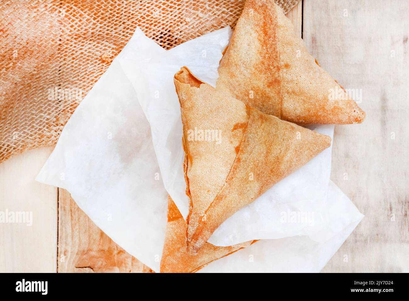 South African chicken Samosas on rustic table Stock Photo - Alamy