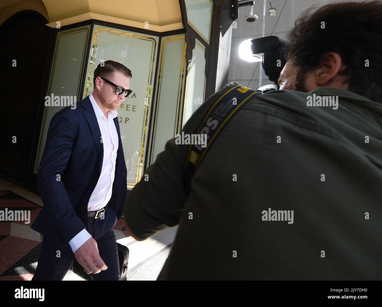 Two time Australian Olympian Joel Milburn leaves the Downing Centre ...