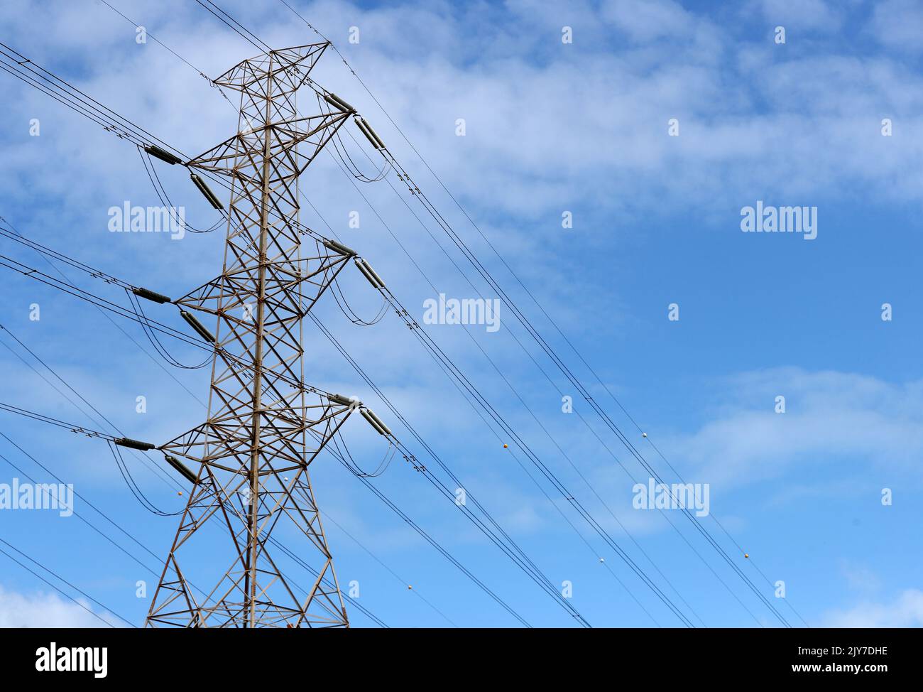 Power lines at the AGL Power Station at Torrens Island in Adelaide ...