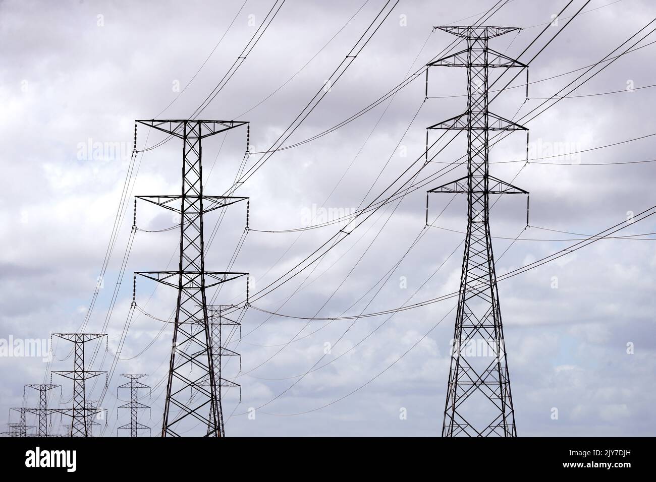 Power lines at the AGL Power Station at Torrens Island in Adelaide ...