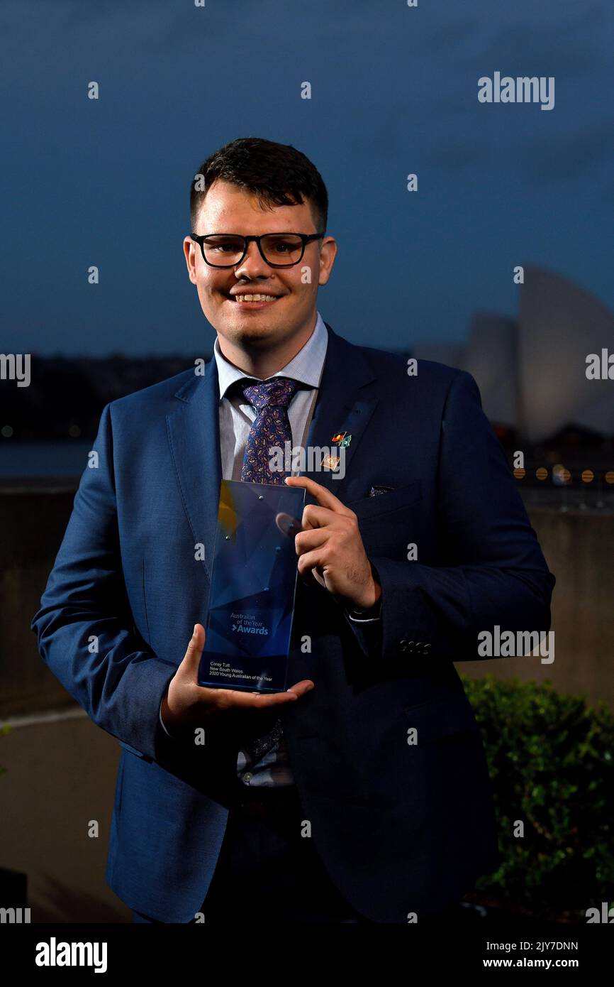 2020 NSW Young Australian of the Year Corey Tutt poses for a photograph ...