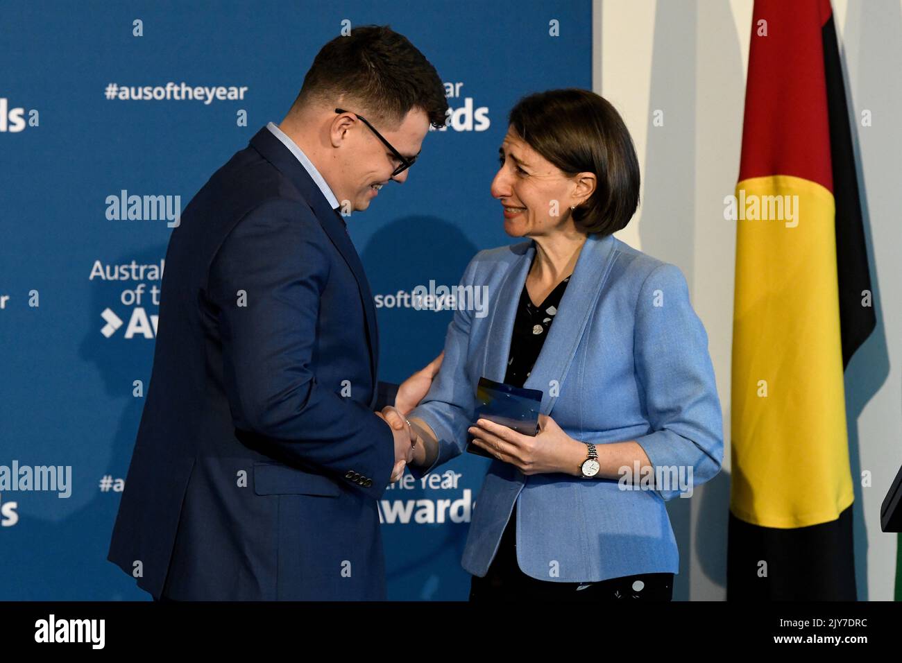 2020 NSW Young Australian of the Year Corey Tutt and NSW Premier Gladys ...