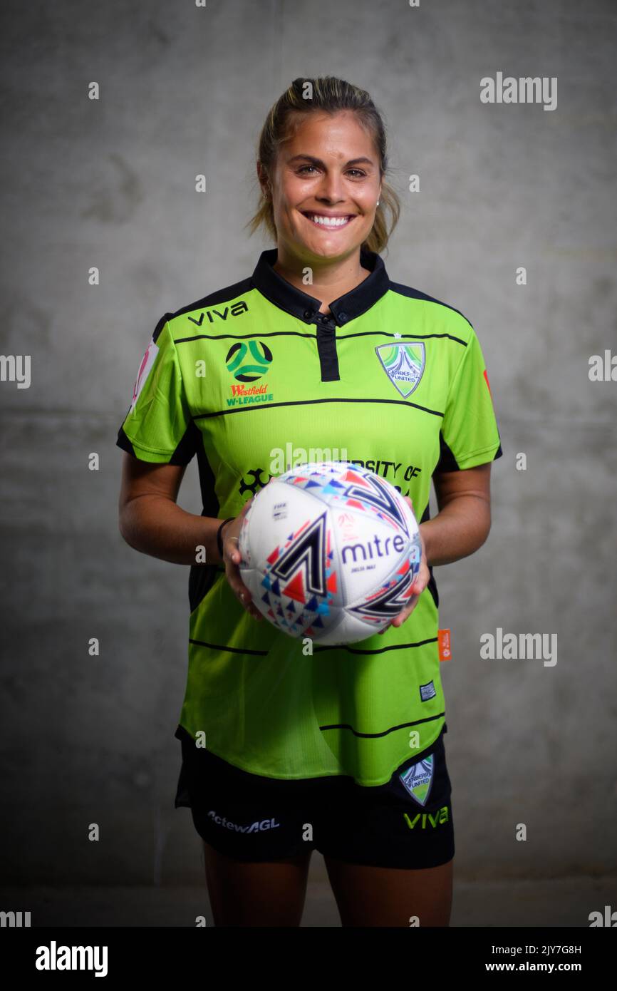 Katie Stengel of Canberra United poses for a photograph during the W ...