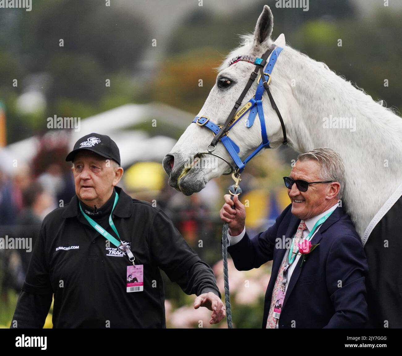 Former jockey Greg Hall poses with 1992 Melbourne Cup winner Subzero ...